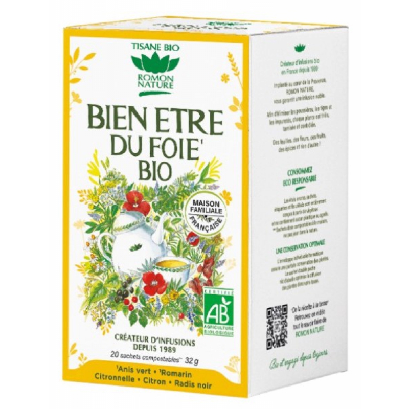 Romon Nature Tisane Bien être du foie Bio 20 sachets