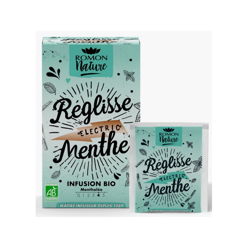 Romon Nature Infusion plaisir Réglisse Menthe bio 16 sachets